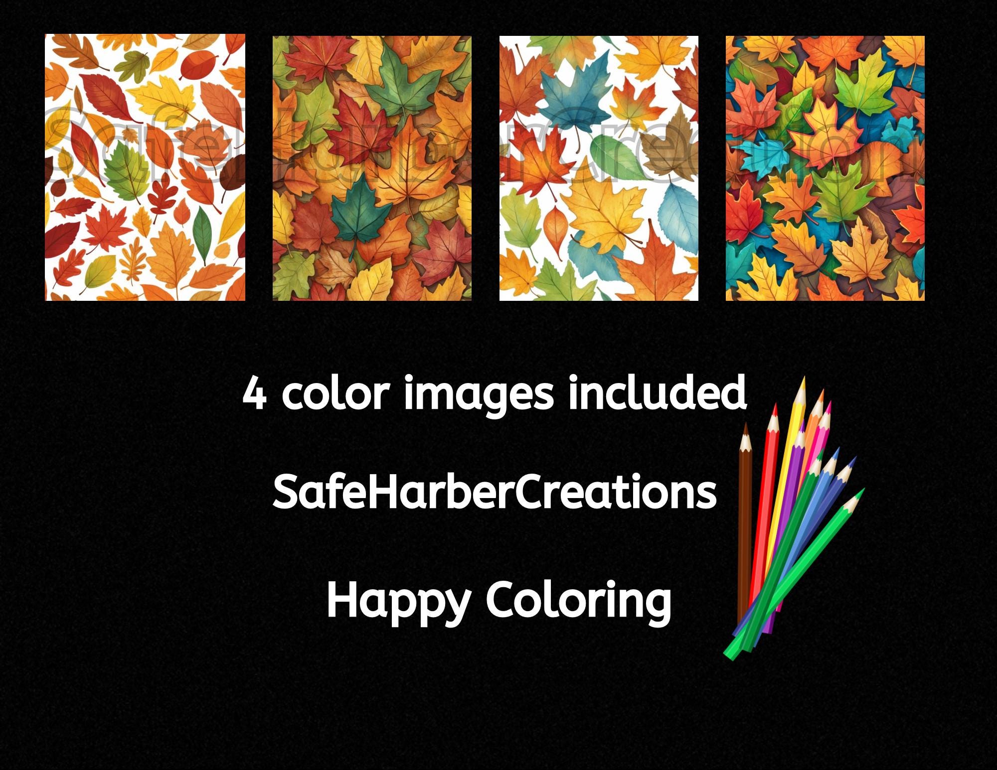 Fall Leaves Coloring Pages, Instant Download, Printable, Fall Coloring ...