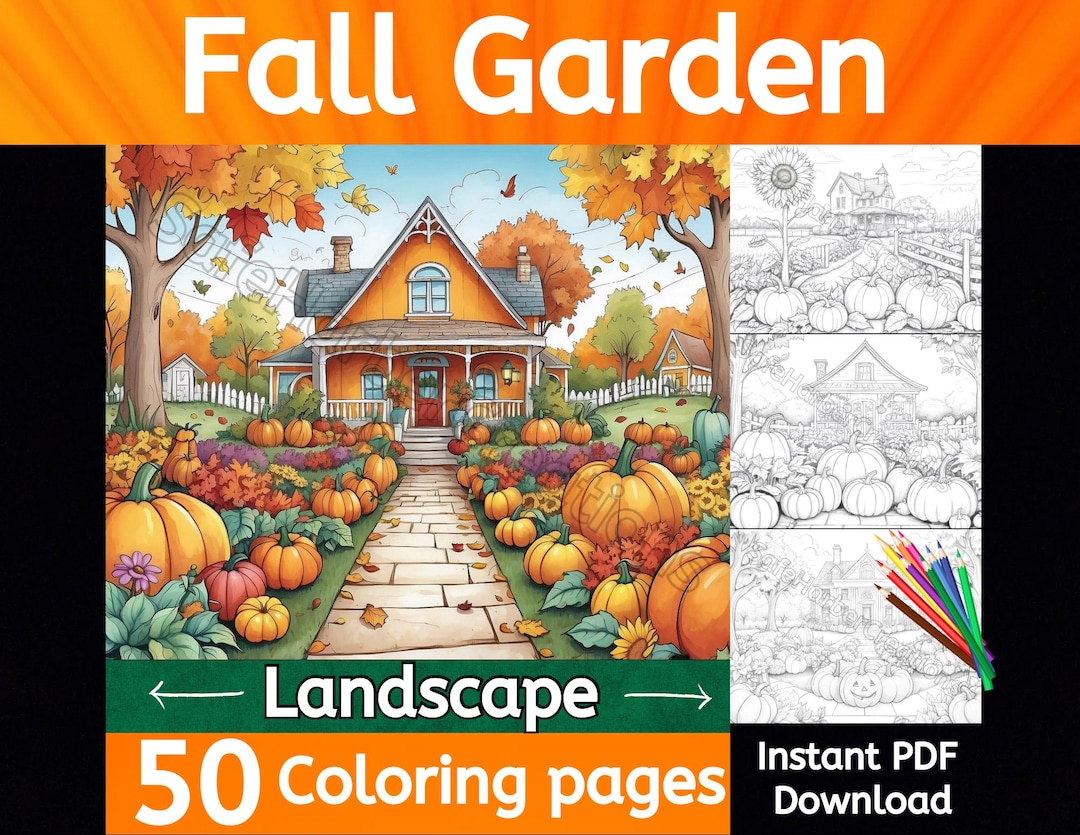 Fall Garden Coloring Pages, Printable, Fall Coloring, Pumpkin Coloring ...