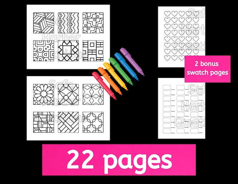 Bold Easy Pattern Coloring Pages, 20 Different Pages, 120 Patterns ...
