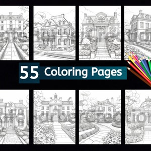 Regency Era Houses Coloring Pages , 55 Coloring Images. Instant ...