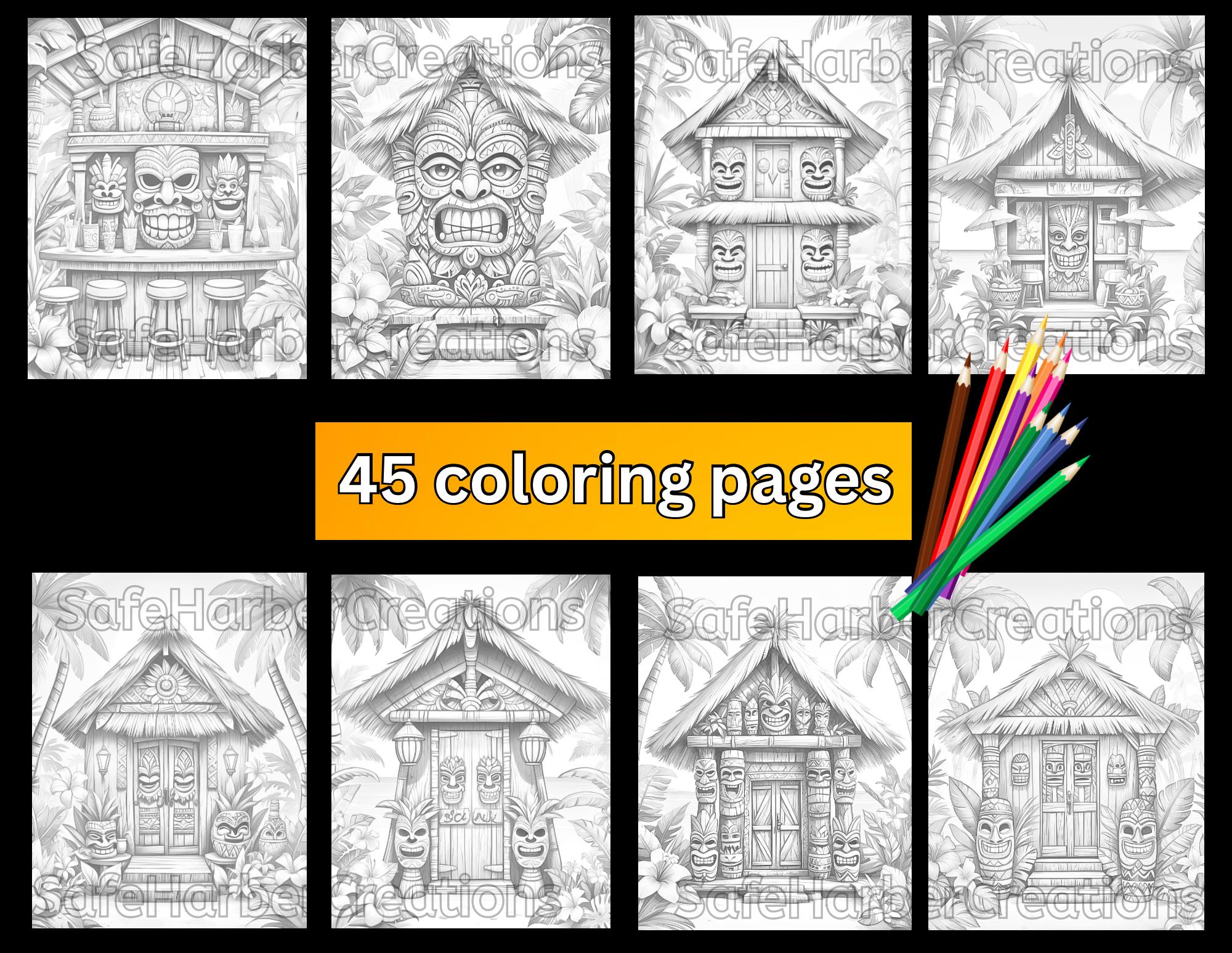 Tiki Gods Coloring Pages, 45 Image, Instant Pdf Download, Tropical ...