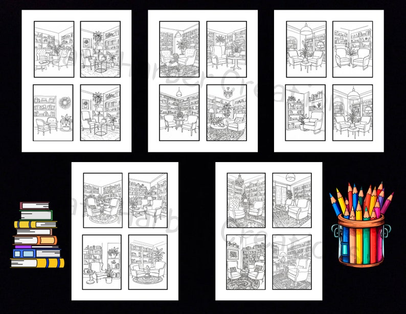 Little Libraries Coloring Pages, Instant PDF Download, Printable. - Etsy