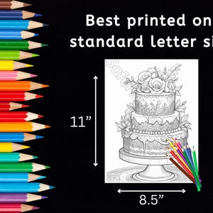Flower Cakes Coloring Pages, 40 Pictures, Instant Download, Printable ...
