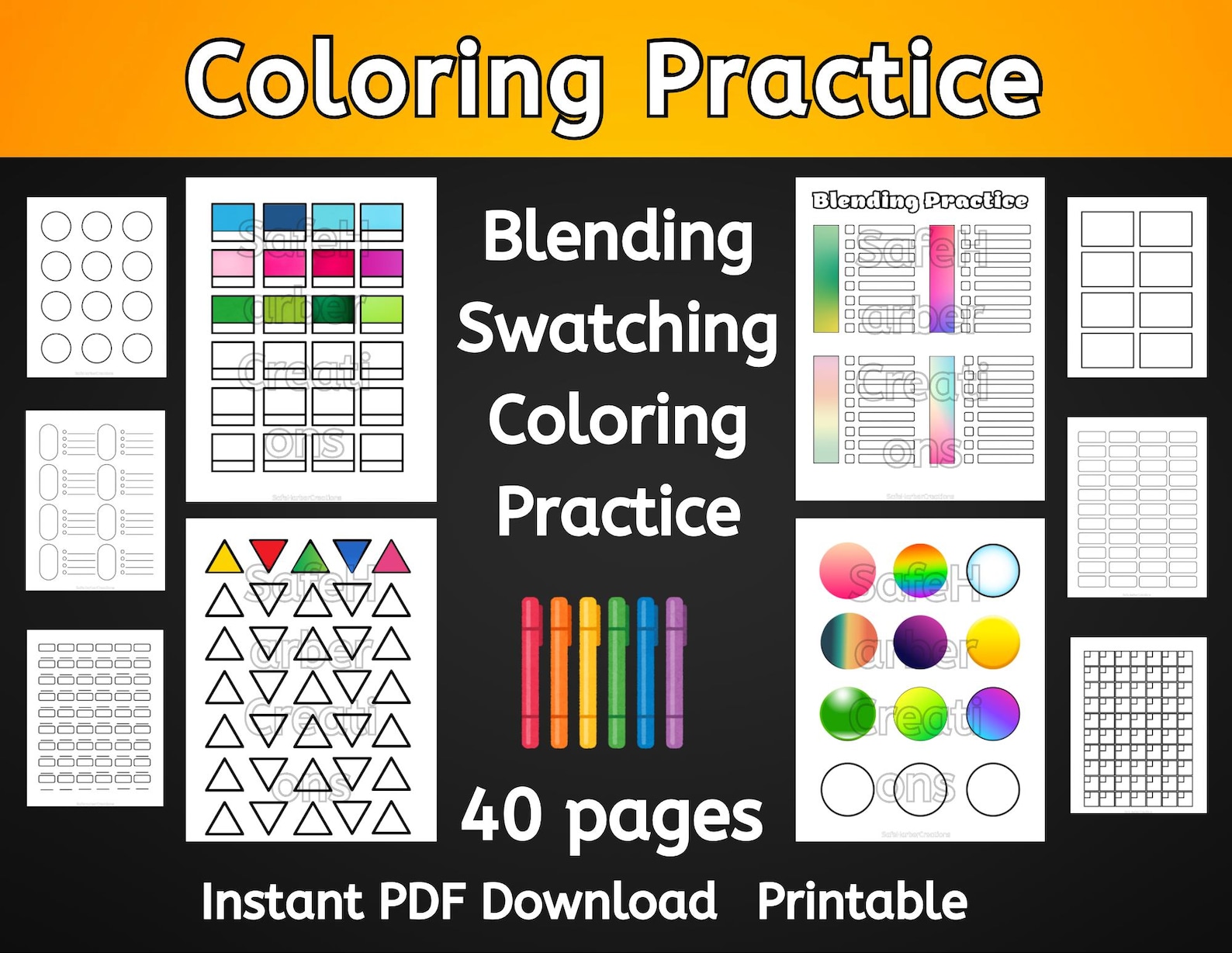 Swatch Chart, Blending, 40 Blank Work Sheets, Practice Sheets, Color ...