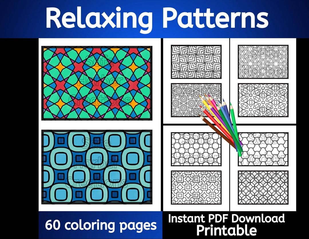 Relaxing Pattern Coloring Pages, Instant Download, Printable, Geometric ...