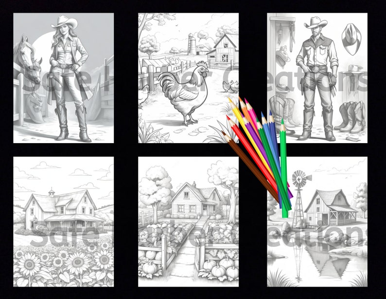 Cowboy Ranch Coloring Pages, 45 Pages, Instant Download, Printable ...