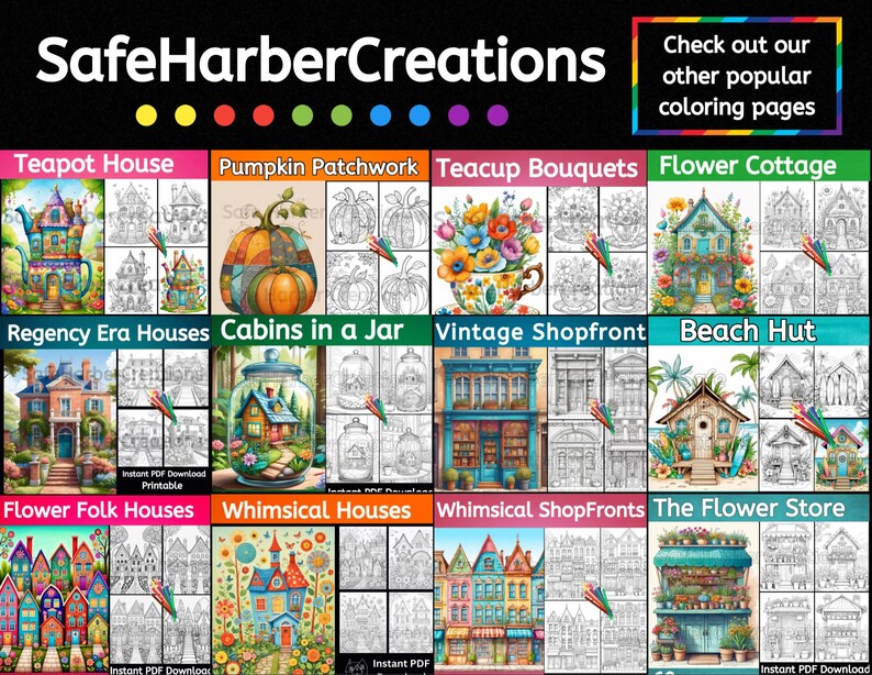 Vintage Shopfront Coloring Pages, 25 Images, Instant Download ...