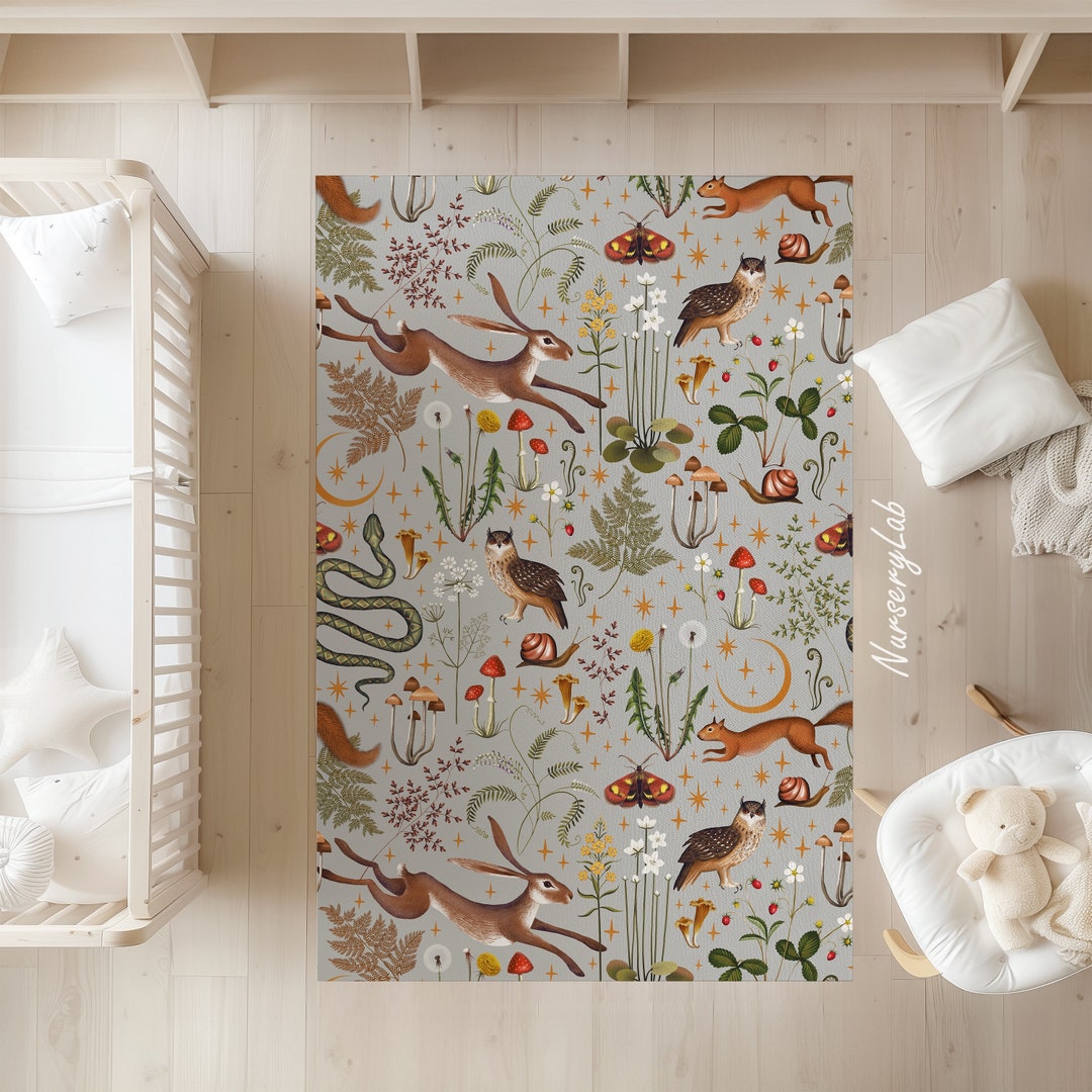 Forest Animals Rugs, Nursery Rug, Kids Area Rug, Washable Non Slip Soft ...