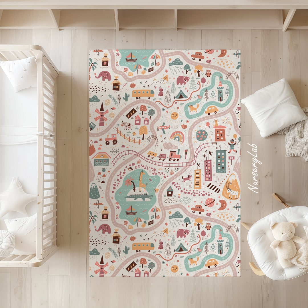 City Road Rugs, Nursery Rug, Kids Area Rug, Washable Non Slip Soft Rug ...