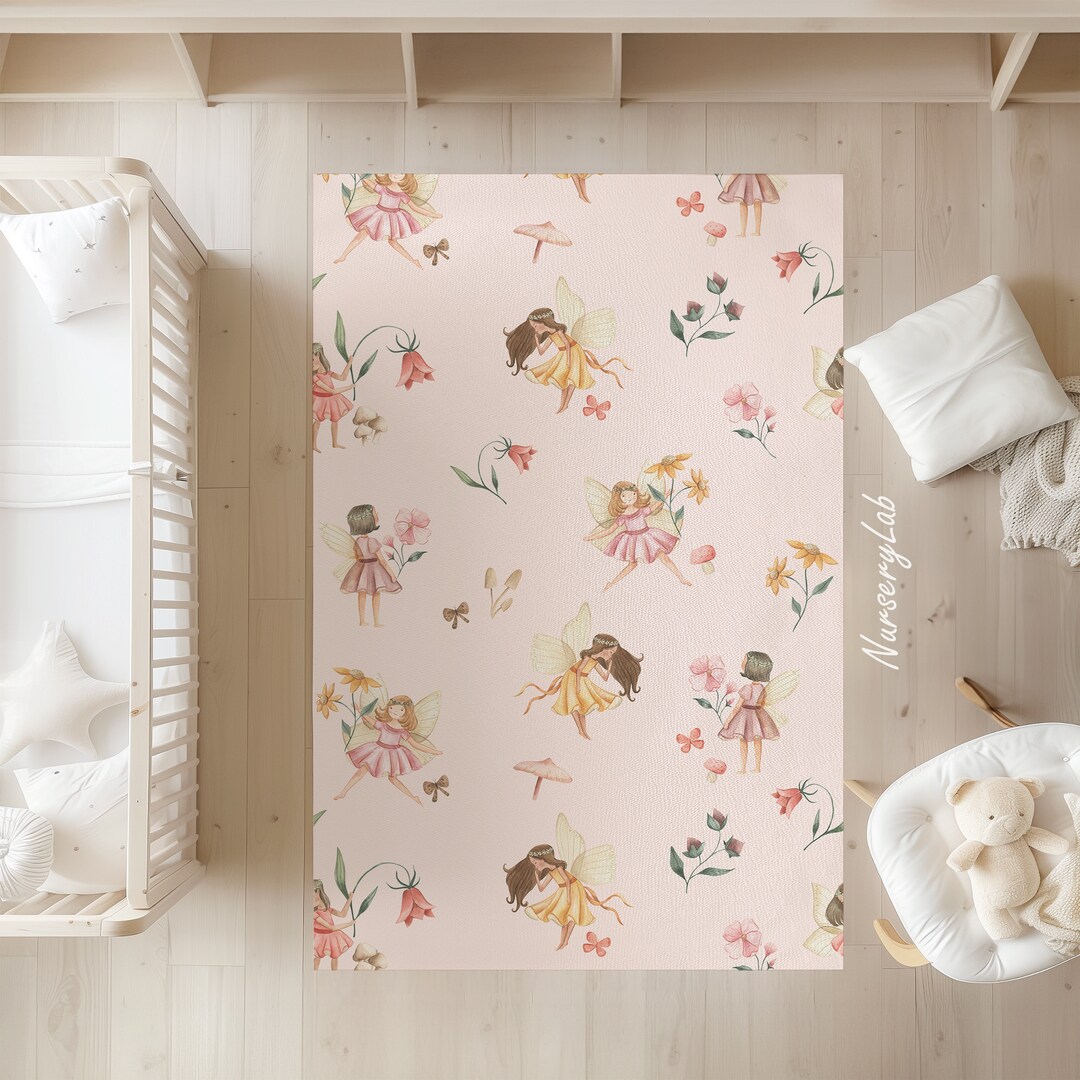 Watercolor Fairy Girl Rugs, Nursery Rug, Kids Area Rug, Washable Non ...