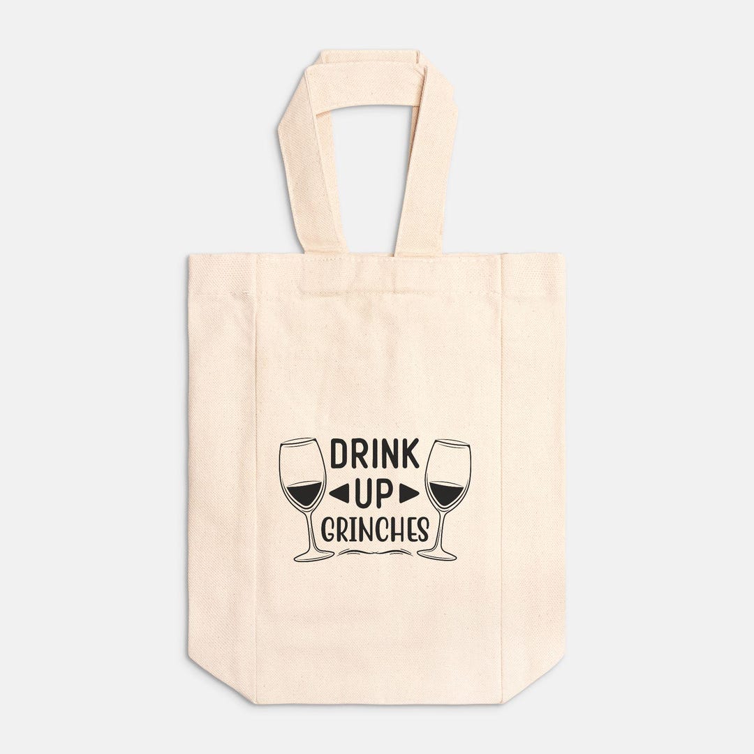 Grinch Eco-friendly Double Wine Tote Bag for Moms & Wine Lovers Perfect ...