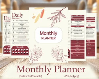 Monthly Planner Goodnotes Template, Monthly Dark Planner Page, Monthly ...