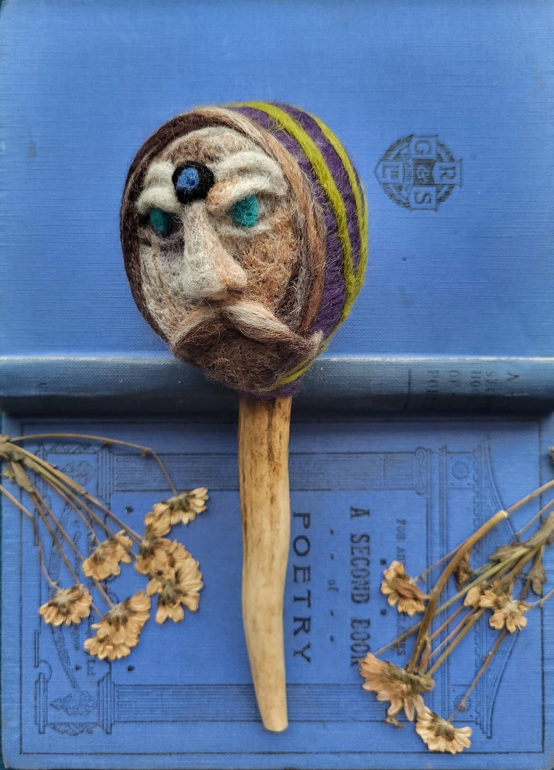 Handmade Guardian of Vallhala Antler and Felt Shamanic Rattle Witchy ...
