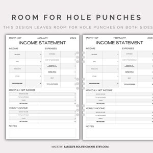 Printable Monthly Income Statement Tracker, Income Expense Tracker ...