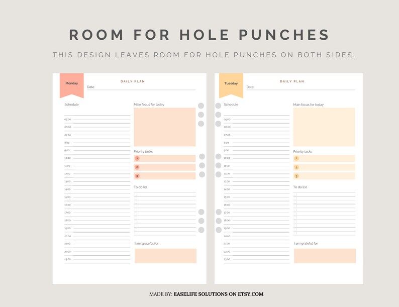 Daily Planner, Printable 7 Day Planner, Weekly Planner, Hourly Planner ...