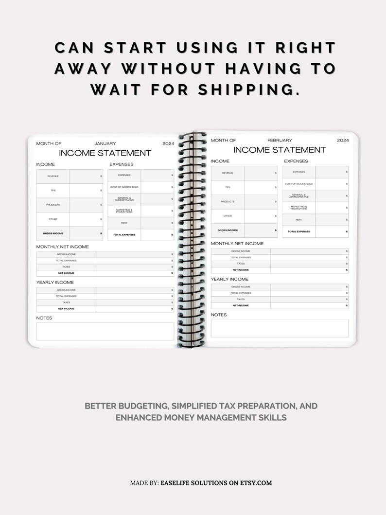 Printable Monthly Income Statement Tracker, Income Expense Tracker ...