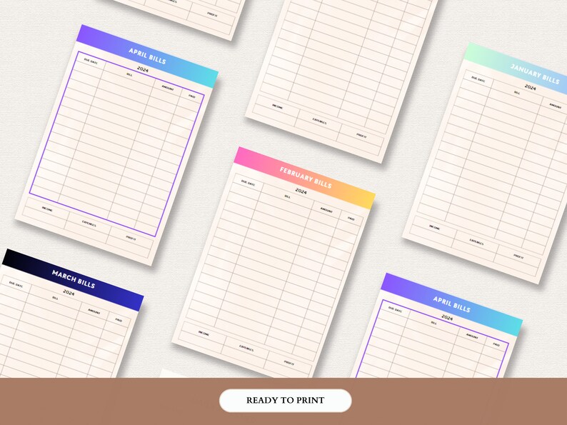 Bill Payment Tracker, Printable Monthly Bill Organizer & Checklist ...