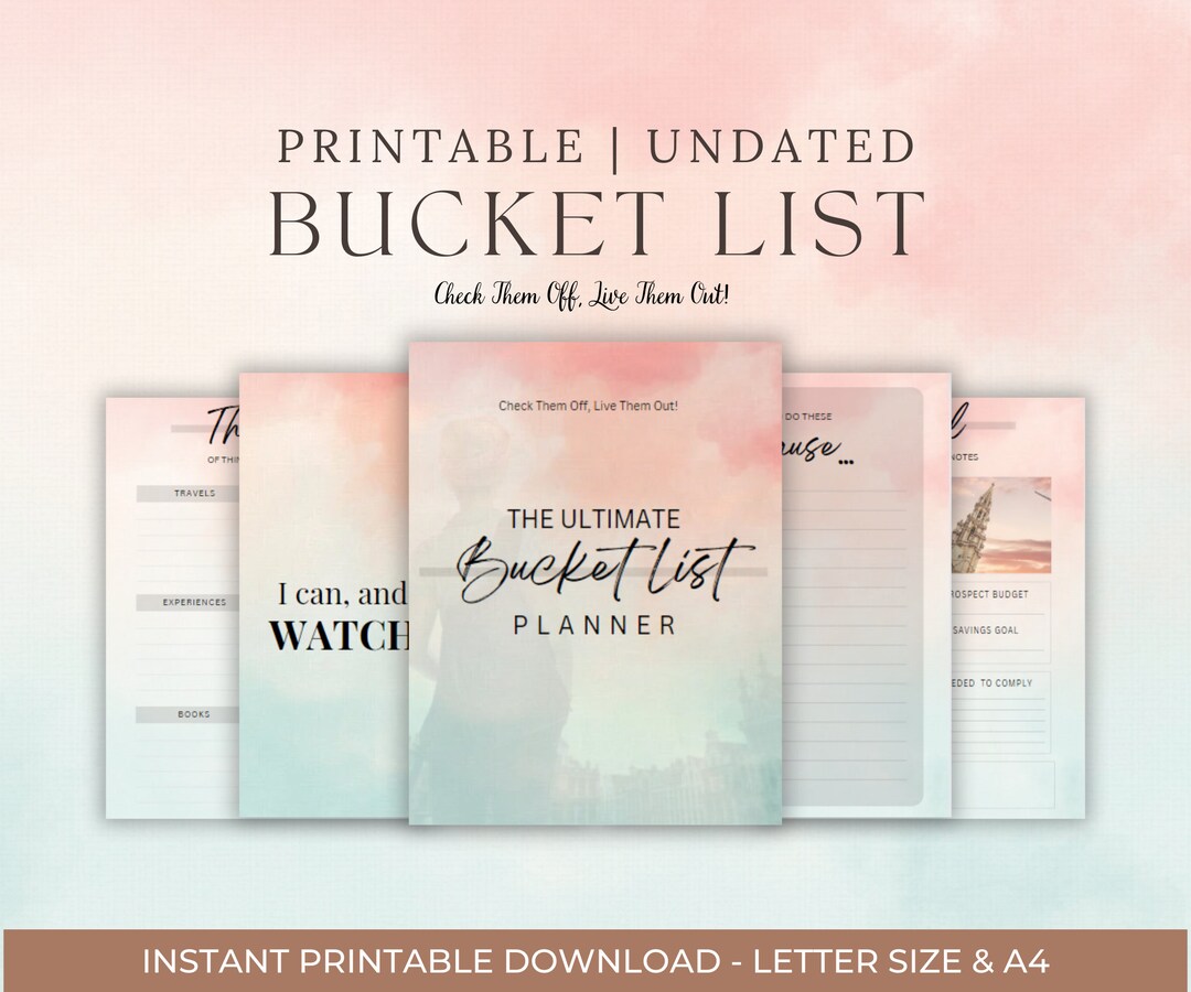 2025 Ultimate Bucket List Planner / Bucket List Printable, Bucket List ...