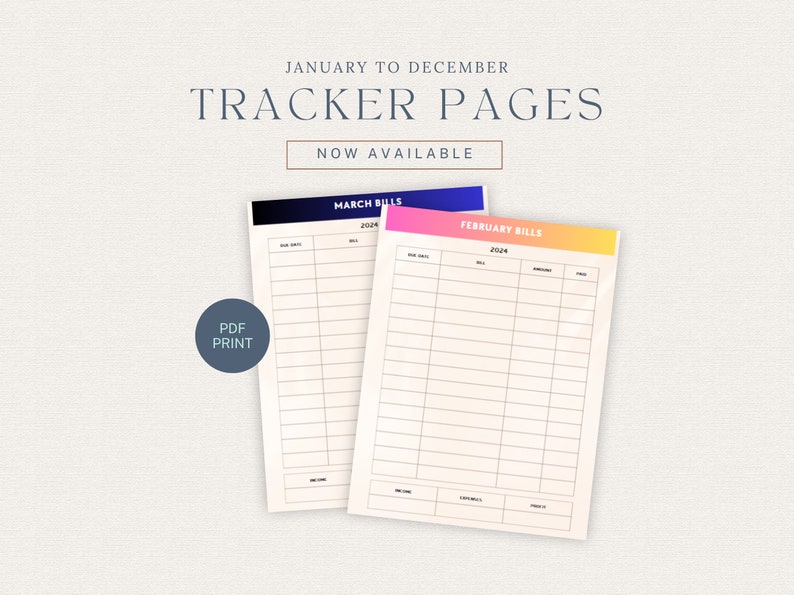 Bill Payment Tracker, Printable Monthly Bill Organizer & Checklist ...