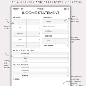Printable Monthly Income Statement Tracker, Income Expense Tracker ...