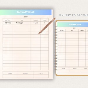 Bill Payment Tracker, Printable Monthly Bill Organizer & Checklist ...