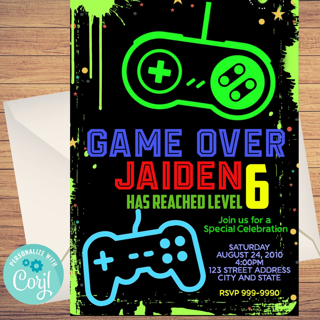 Editable Video Game Birthday Invitation, Template Gamer, Video Invite ...