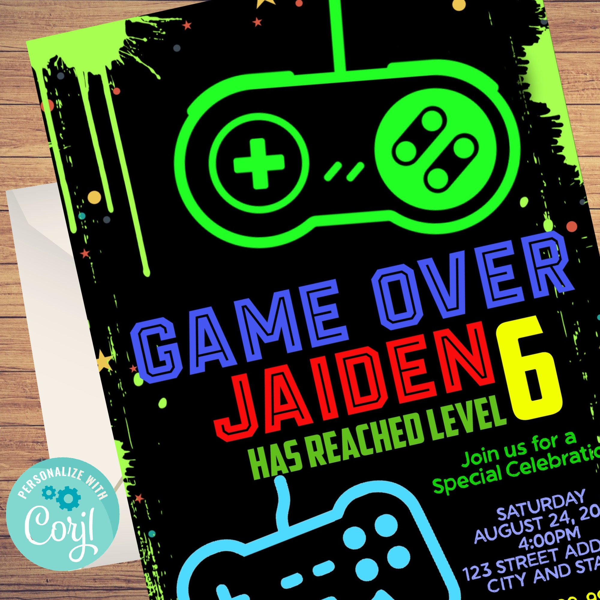 Editable Video Game Birthday Invitation, Template Gamer, Video Invite ...