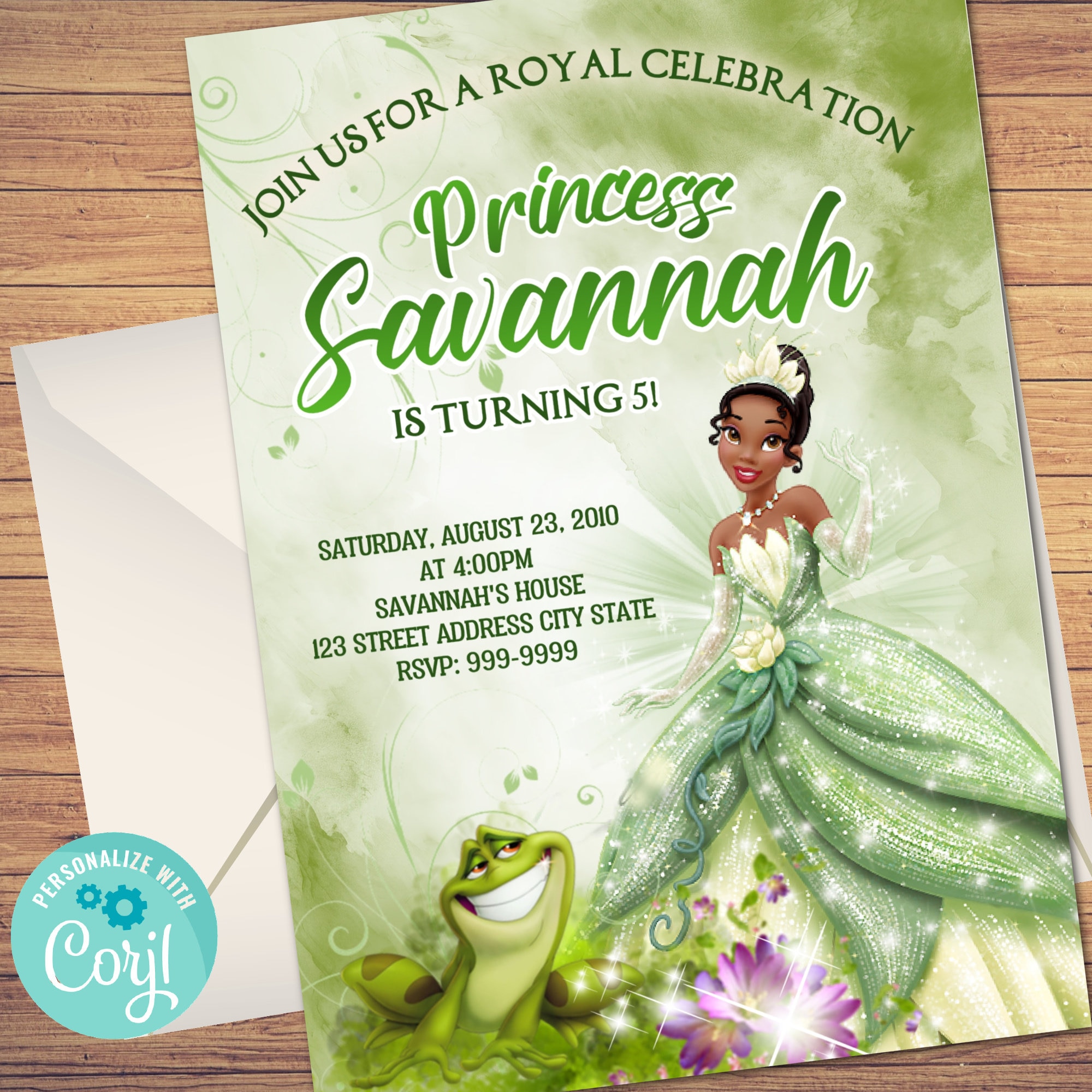 Princess Tiana Birthday Invitation, Princess Tiana, Tiana, Birthday ...