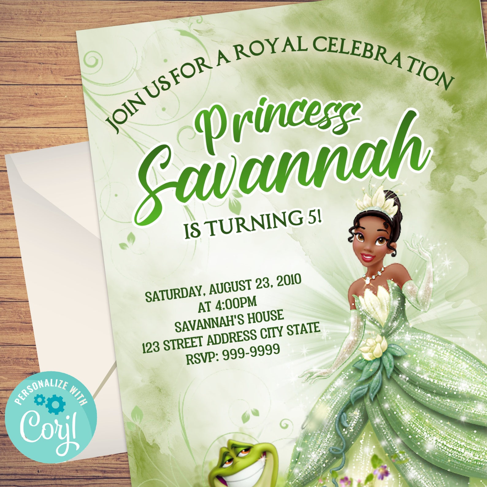 Princess Tiana Birthday Invitation, Princess Tiana, Tiana, Birthday ...