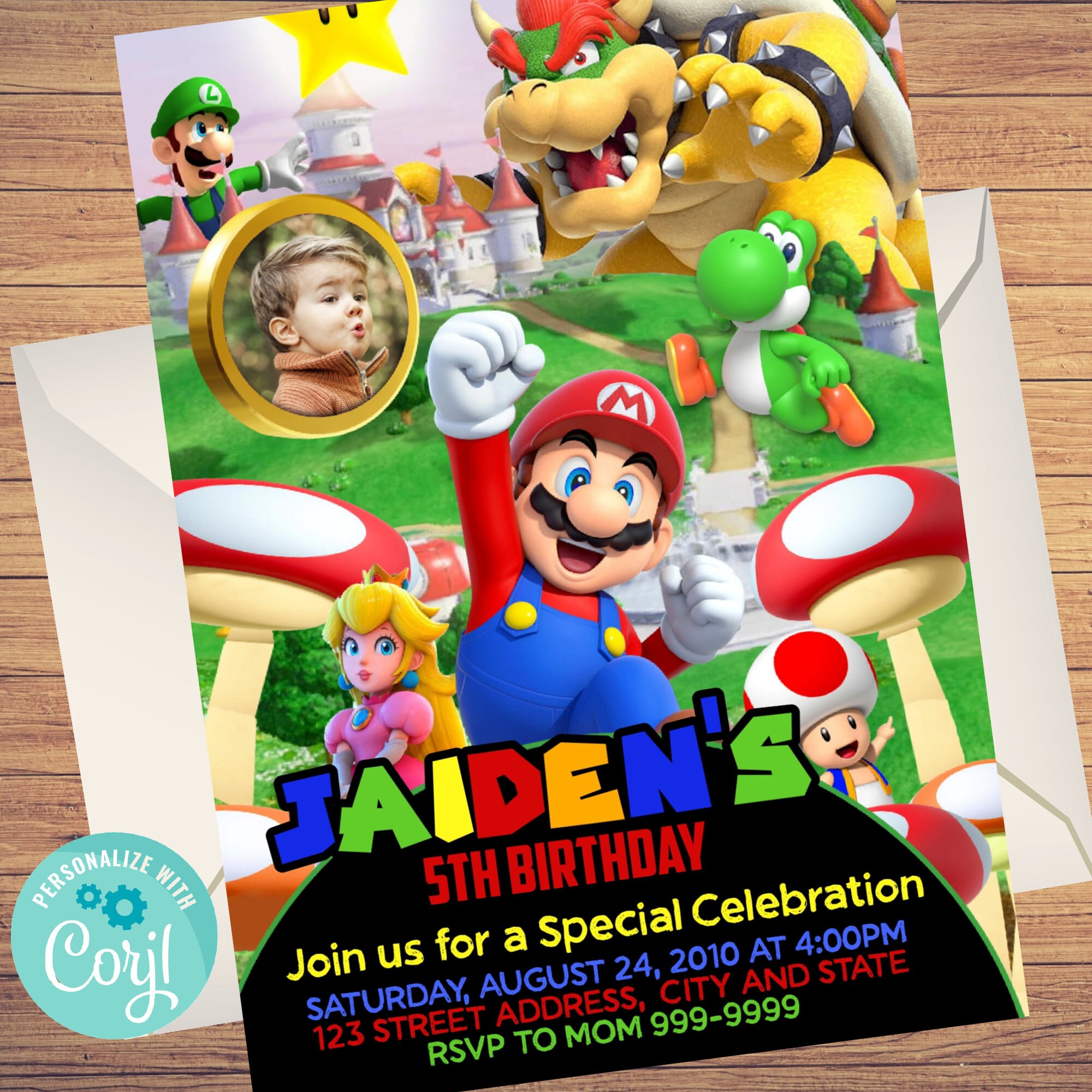 Super Mario Birthday Invitation, Birthday Invitation, Super Mario ...