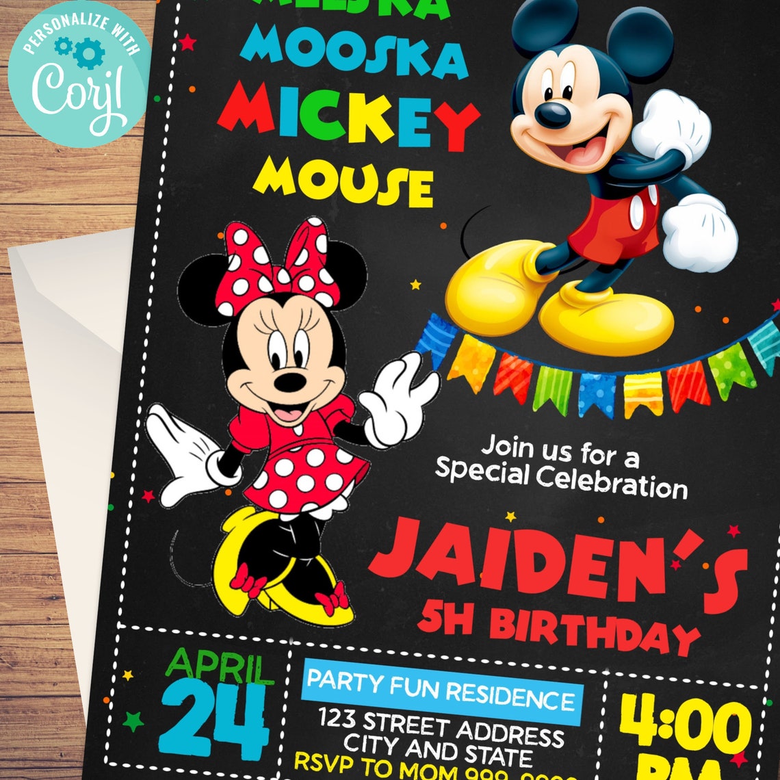 Editable Mickey Mouse Birthday Invitation, Template Mickey Mouse ...