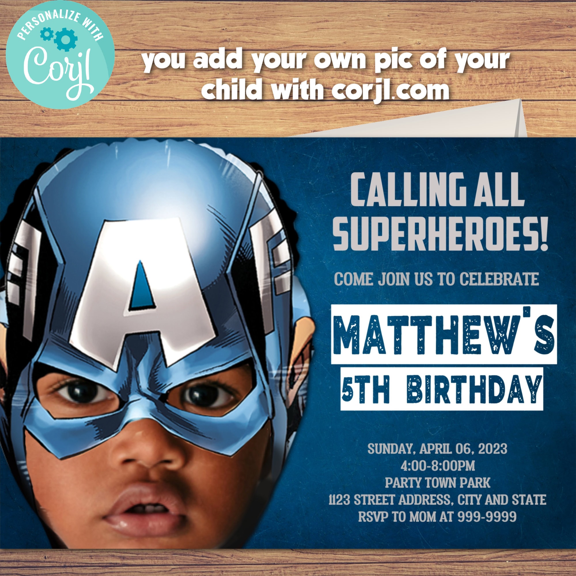 Editable Captain America Birthday Invitation, Template Captain America ...