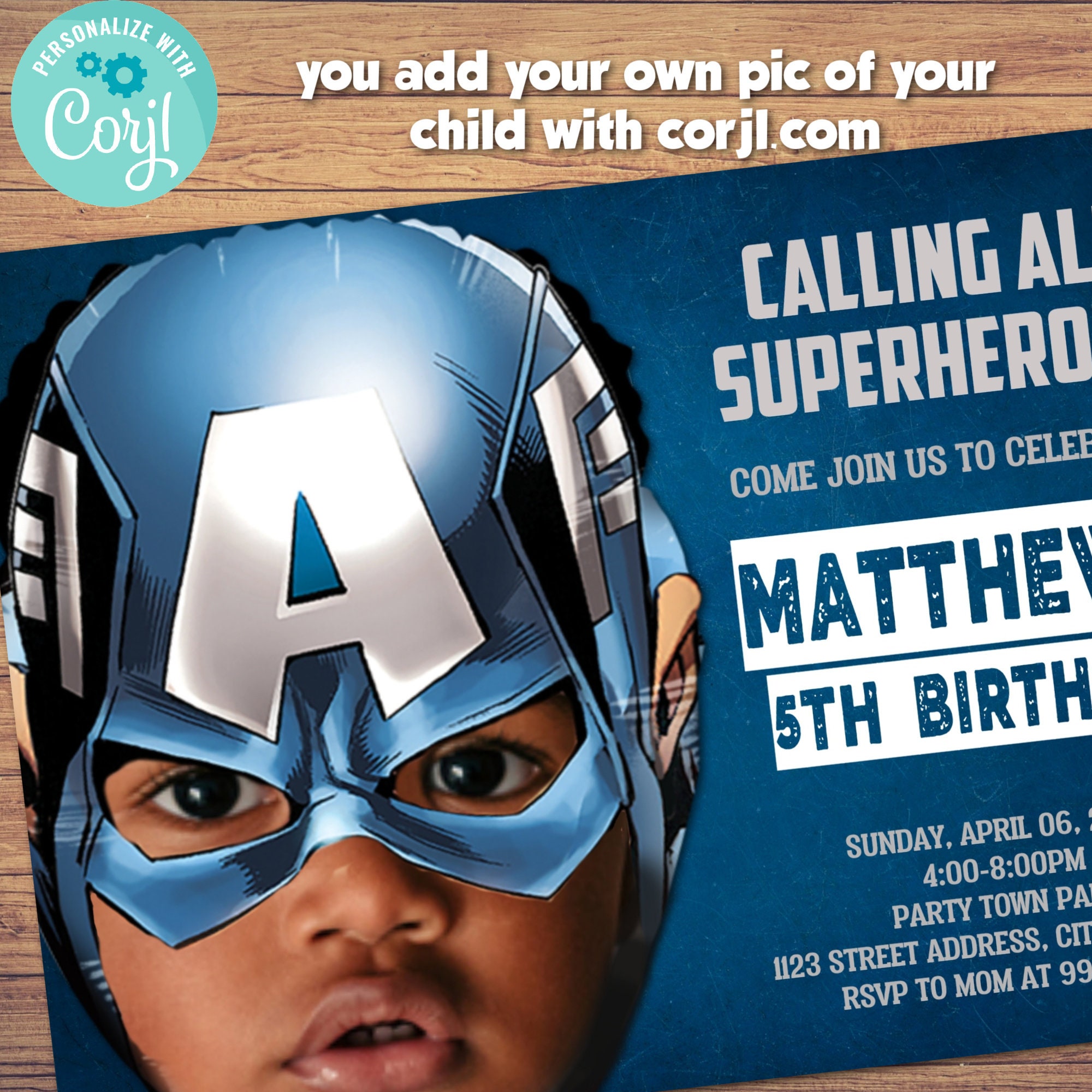 Editable Captain America Birthday Invitation, Template Captain America ...