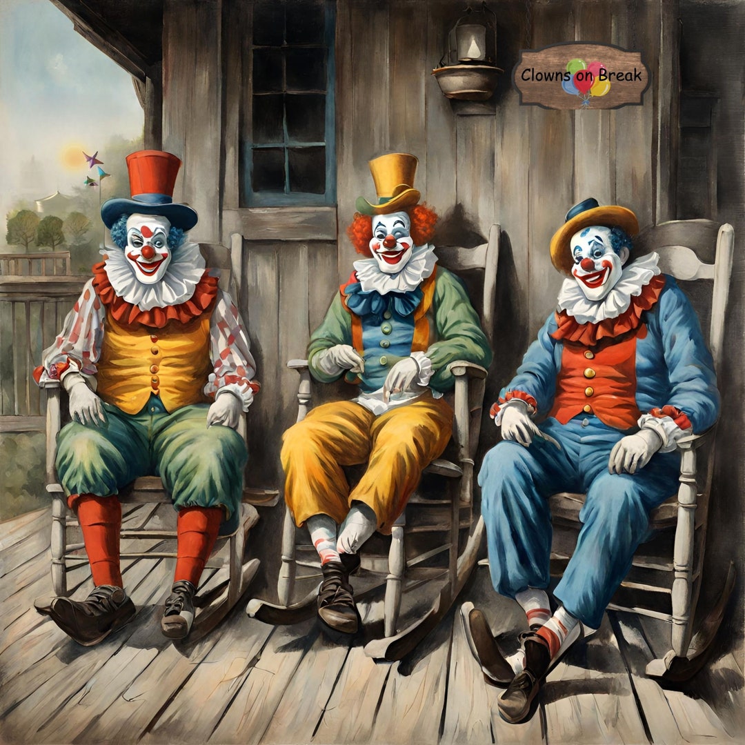 Circus Clowns on Break (a.i. Art) - Etsy