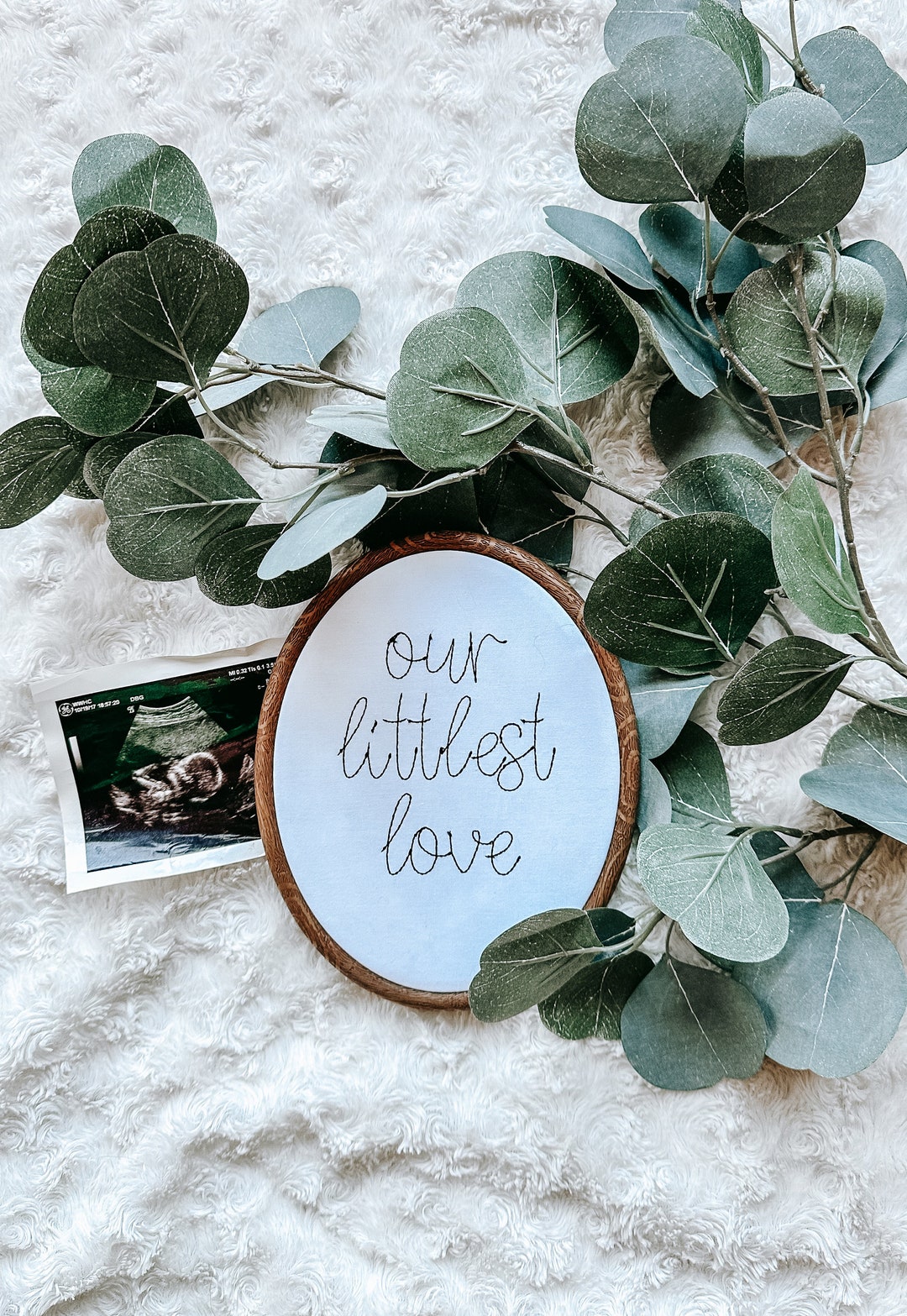 Our Littlest Love Birth Announcement Embroidered Baby Announcement Sign ...