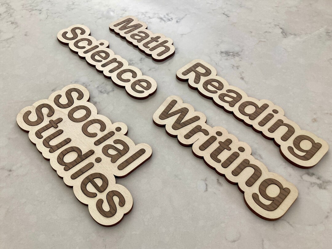 Set of 5 Teacher Whiteboard Subject Magnets: Reading, Writing, Science ...