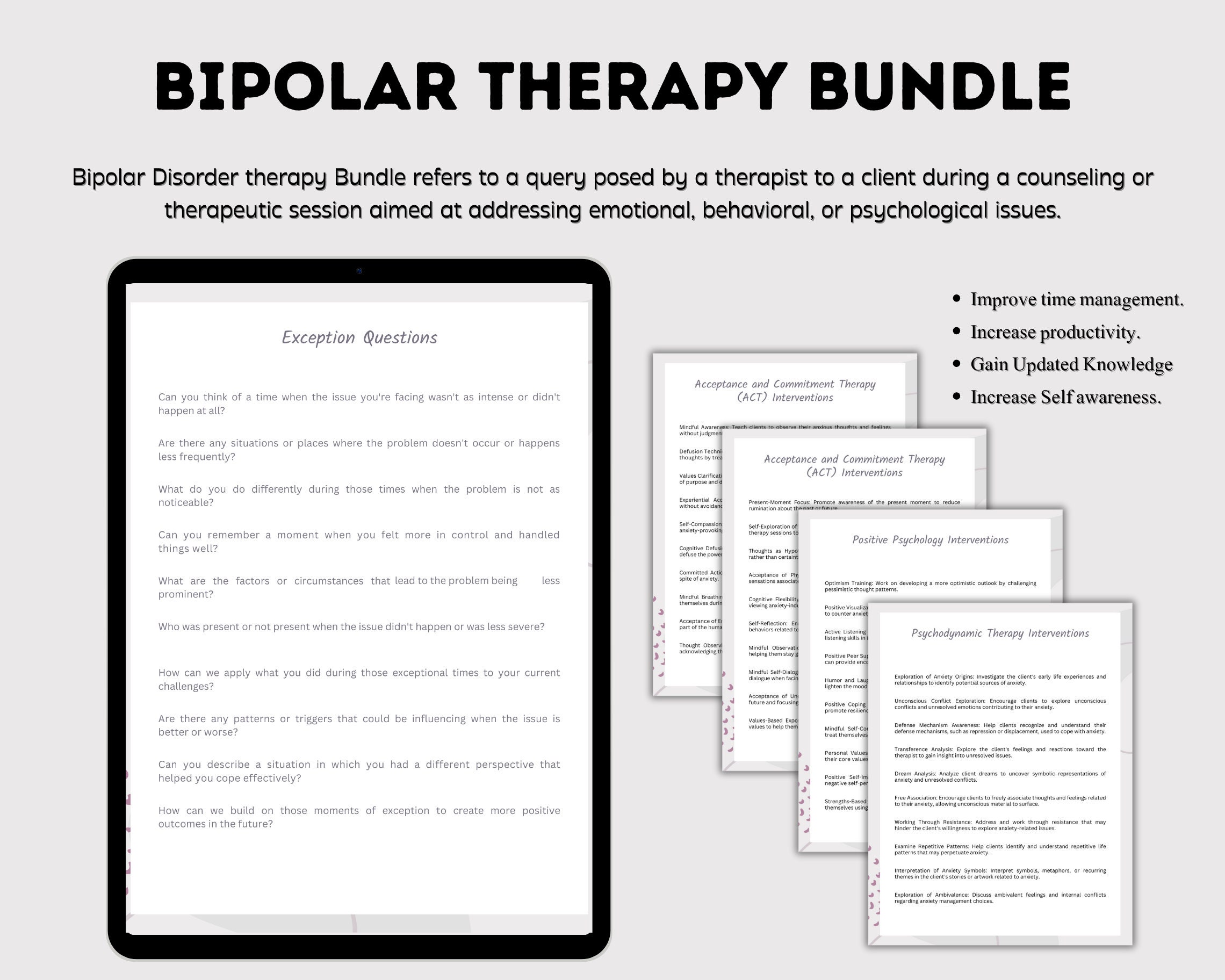 Bipolar Disorder Therapy Resource Bundle Therapy Session Questions ...