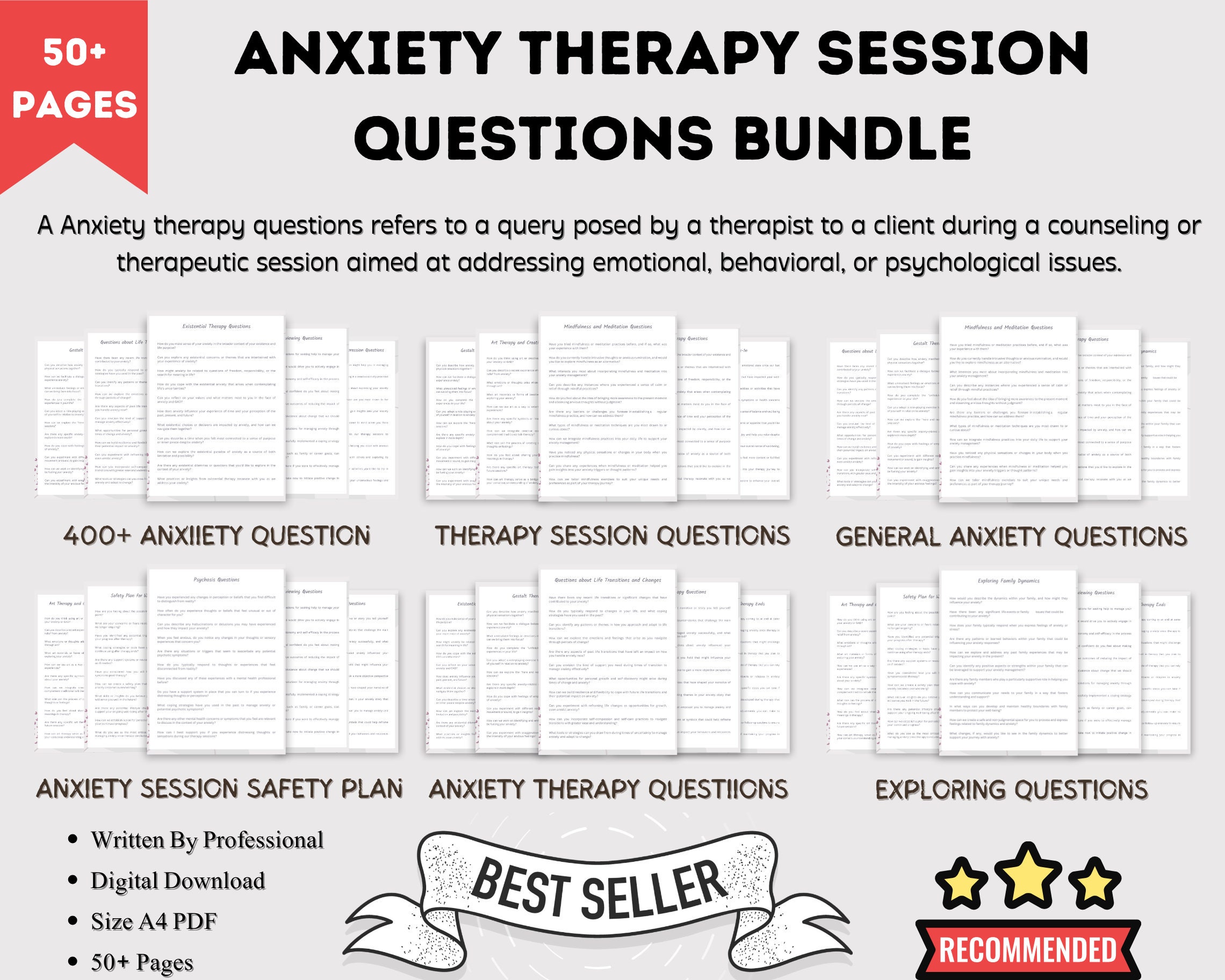 Anxiety and Depression Therapy Questions, Counseling Questions, Therapy ...