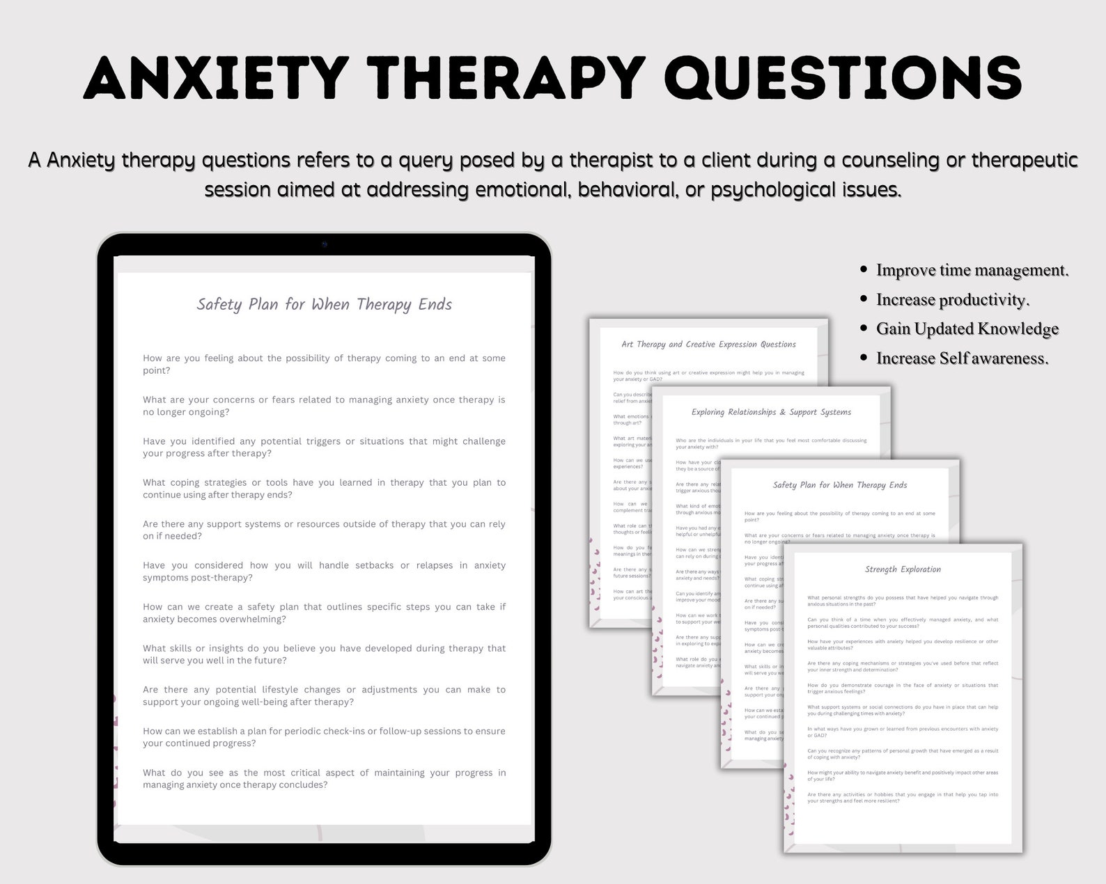Anxiety and Depression Therapy Questions, Counseling Questions, Therapy ...