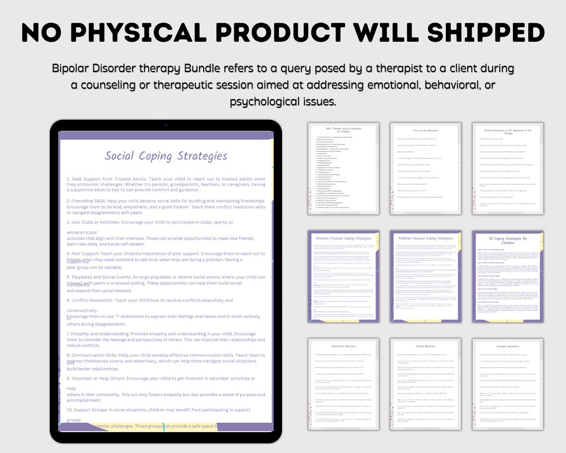Bipolar Disorder Therapy Resource Bundle | Therapy Session Questions ...