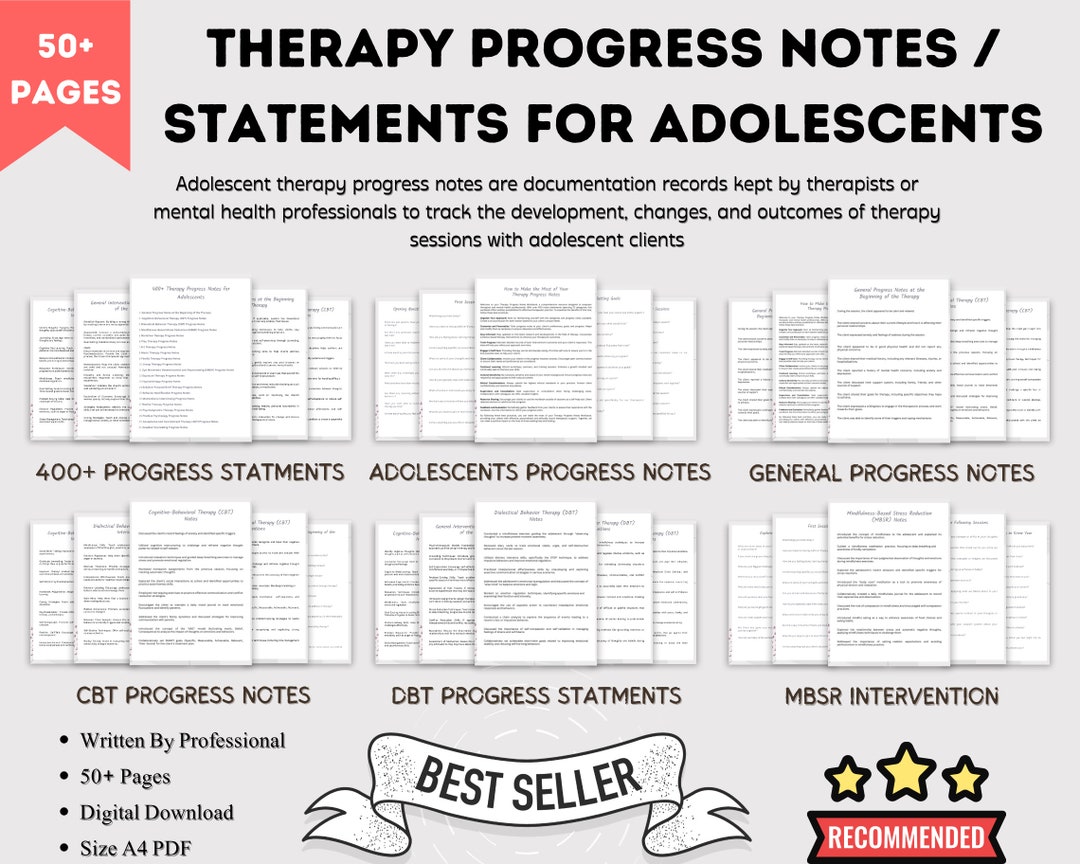Adolescent Therapy Interventions for Progress Notes, Therapeutic ...