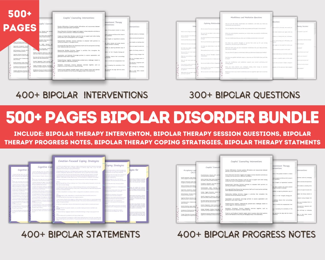 Bipolar Disorder Therapy Resource Bundle | Therapy Session Questions ...