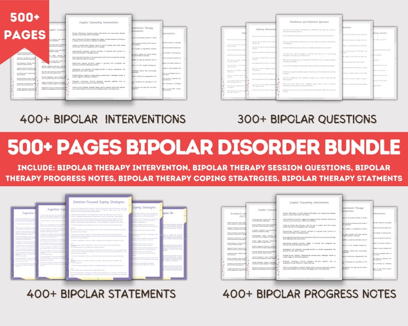 Bipolar Disorder Therapy Resource Bundle | Therapy Session Questions ...