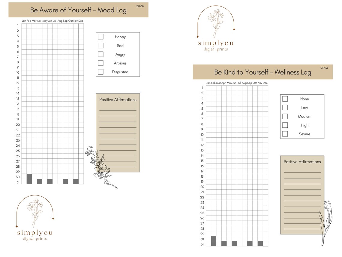 NEW Color-coded Daily Logs! 5 Printable Logs Including an Exercise Log ...