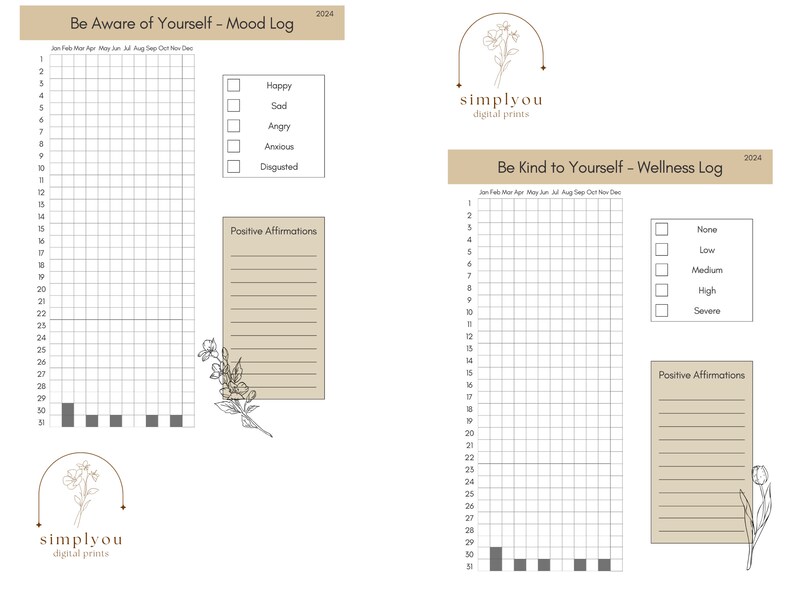 NEW Color-coded Daily Logs! 5 Printable Logs Including an Exercise Log ...