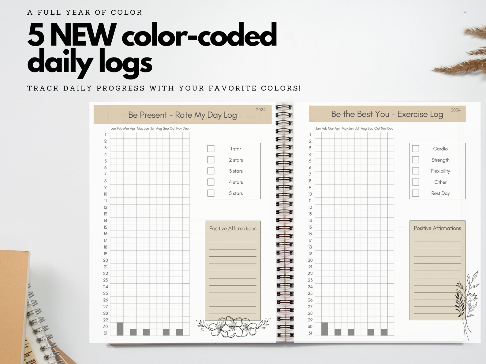 NEW Color-coded Daily Logs! 5 Printable Logs Including an Exercise Log ...