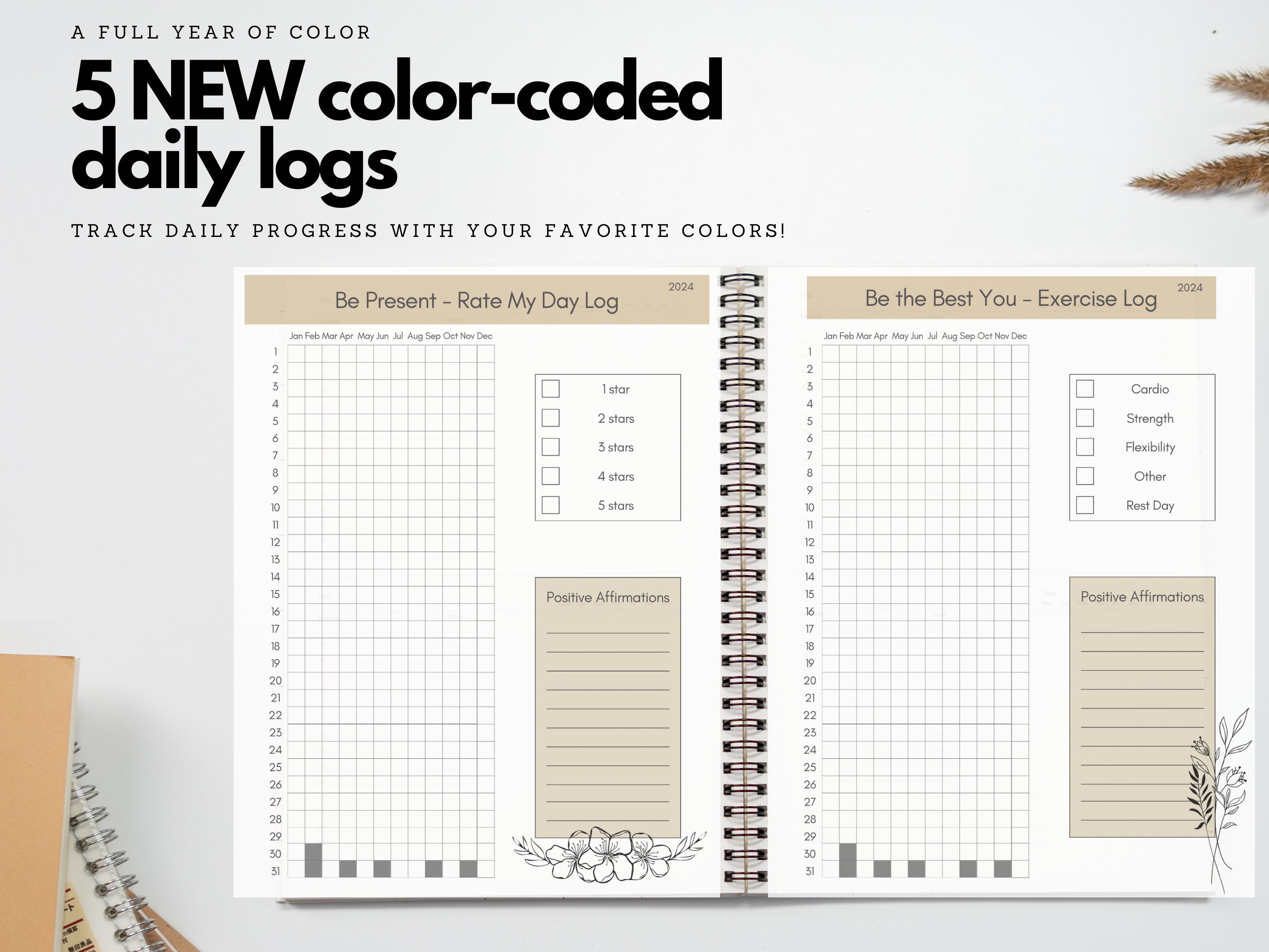 NEW Color-coded Daily Logs! 5 Printable Logs Including an Exercise Log ...