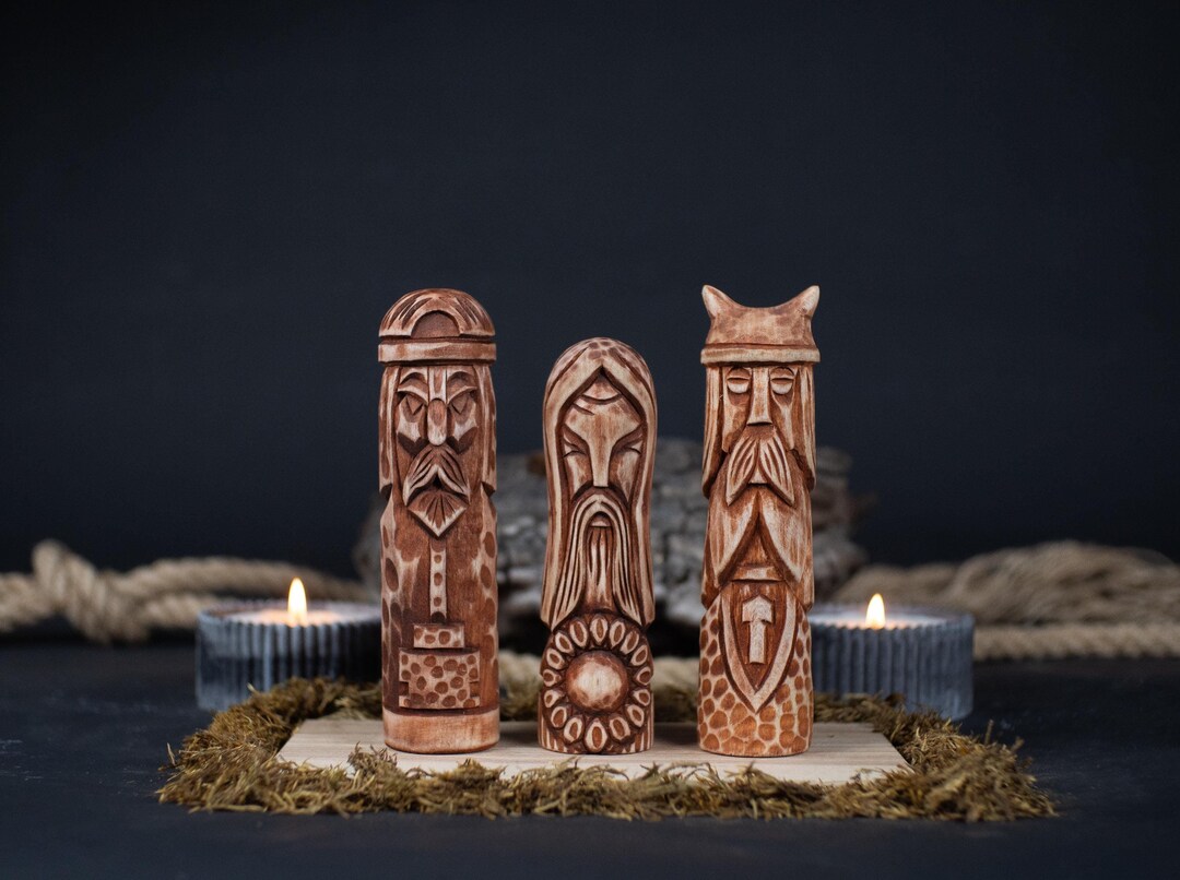 Perun, Thor, Loki, Handcrafted Wooden Sculptures. Gods of Thunder ...