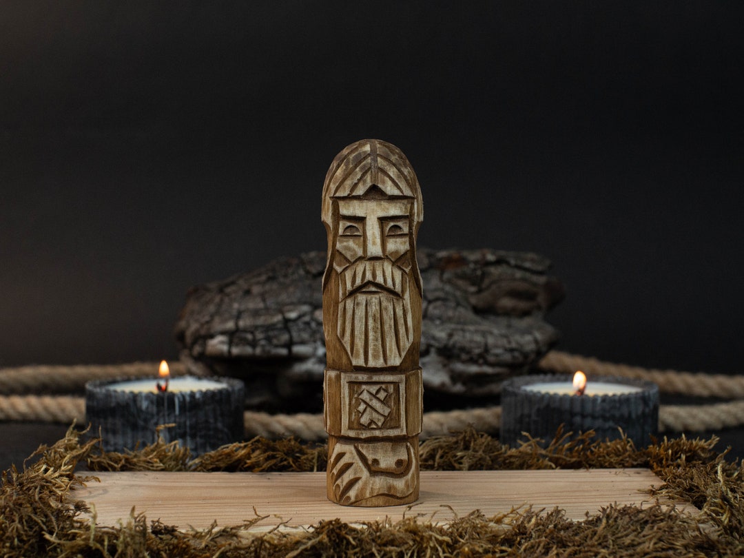 Wooden Figurine - Freyr. Scandinavian God. Wood Carving. Altar Heathen ...