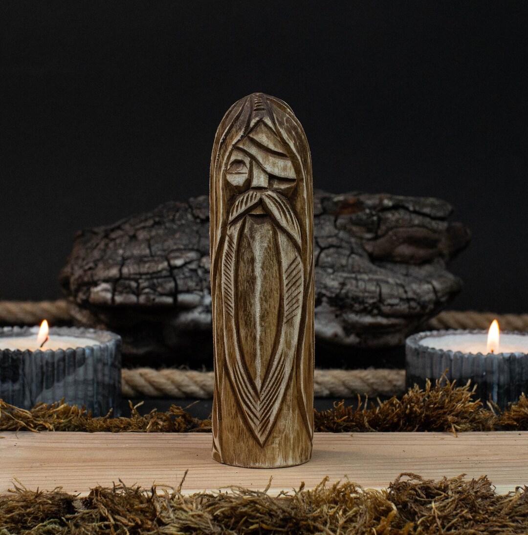 Odin, Wise and Fierce Norse Deity – 6 Inches Wooden Hand-carved Statue ...